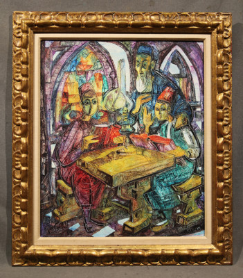 Early 20th Century Jewish Oil painting signed Yossi Stern (ISRAEL) with ...