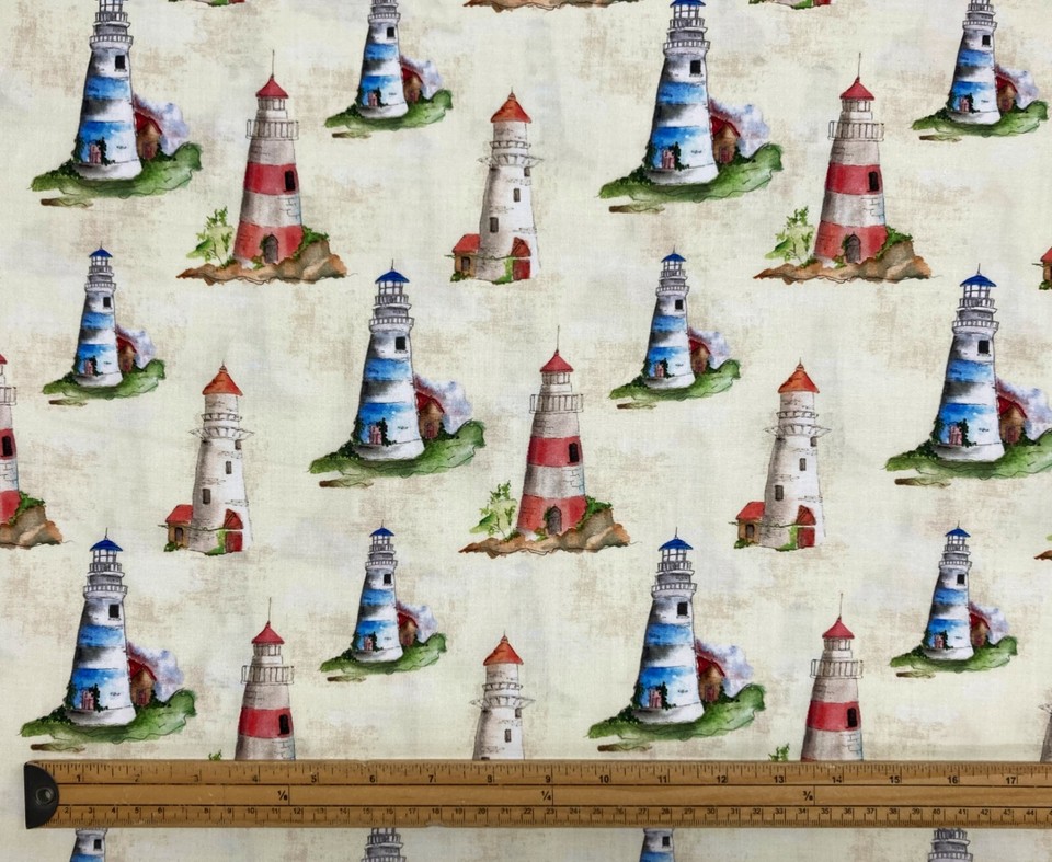 Seaside Cotton Fabric Mixed Ocean Nautical Sea Beach Patchwork Craft ...