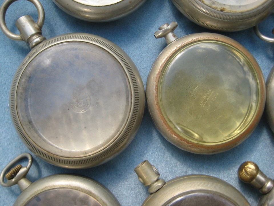 Lot 14 Nice Antique ~ 18S Pocket Watch CASES ~ all NICKEL Silveroid ...