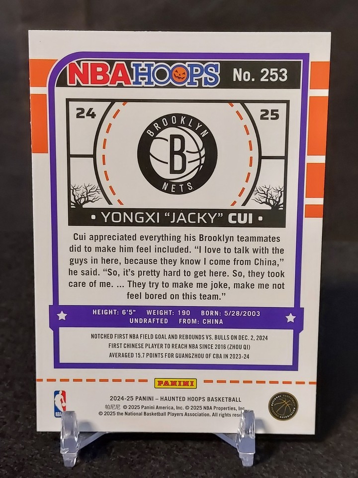 YONGXI "JACKY" CUI 2024-25 Haunted Hoops #253 Brooklyn Nets Rookie (RC ...
