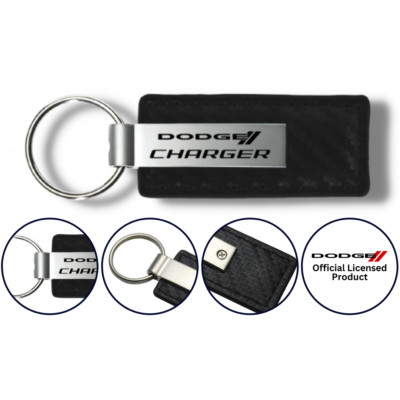 Dodge Charger Black Carbon Fiber Texture Leather Logo Key Chain ...