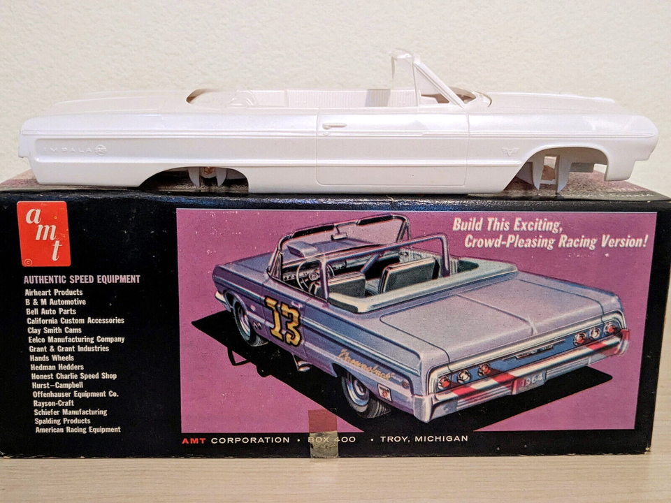 SUPER RARE! *ORIGINAL VINTAGE AMT 1964 CHEVY IMPALA Model Kit *LIGHTS ...