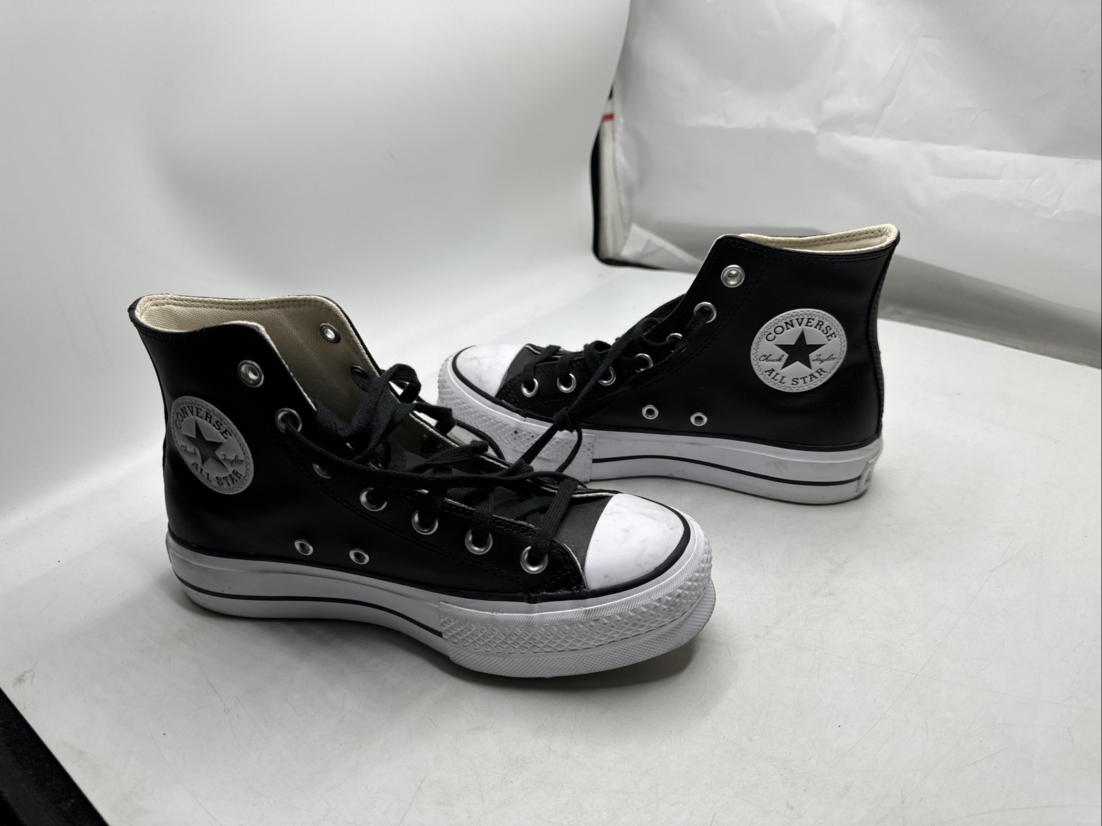 Converse Chuck Taylor Lift Platform Black Leather Hig… - Gem