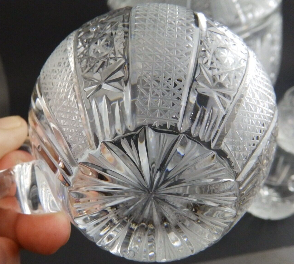 SET Vintage Bohemia Glass Czech Cut Crystal Queen Lace Punch Bowl Ladle ...