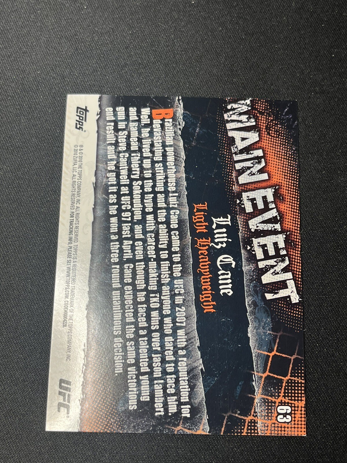 2010 Topps UFC Main Event - #63 Luiz Cane for sale online | eBay