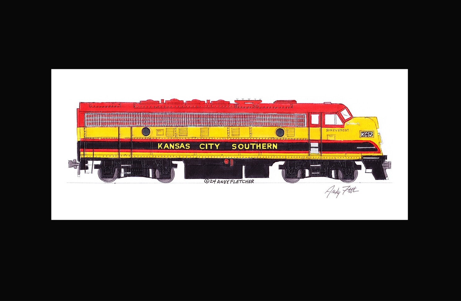Kansas City Southern FP9 KCS 2 11"x17" Matted Print Andy Fletcher ...