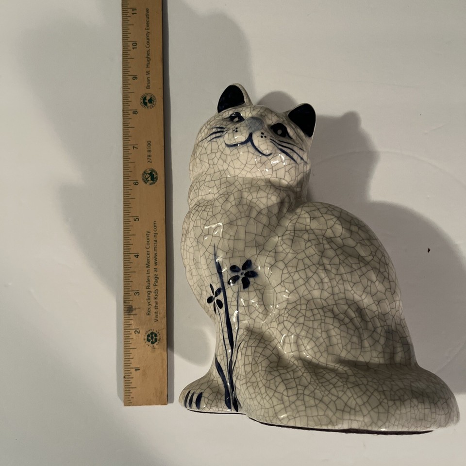 Dedham Potting Shed Pottery. 8.5 in Sitting Cat Signed Crackle Glaze ...