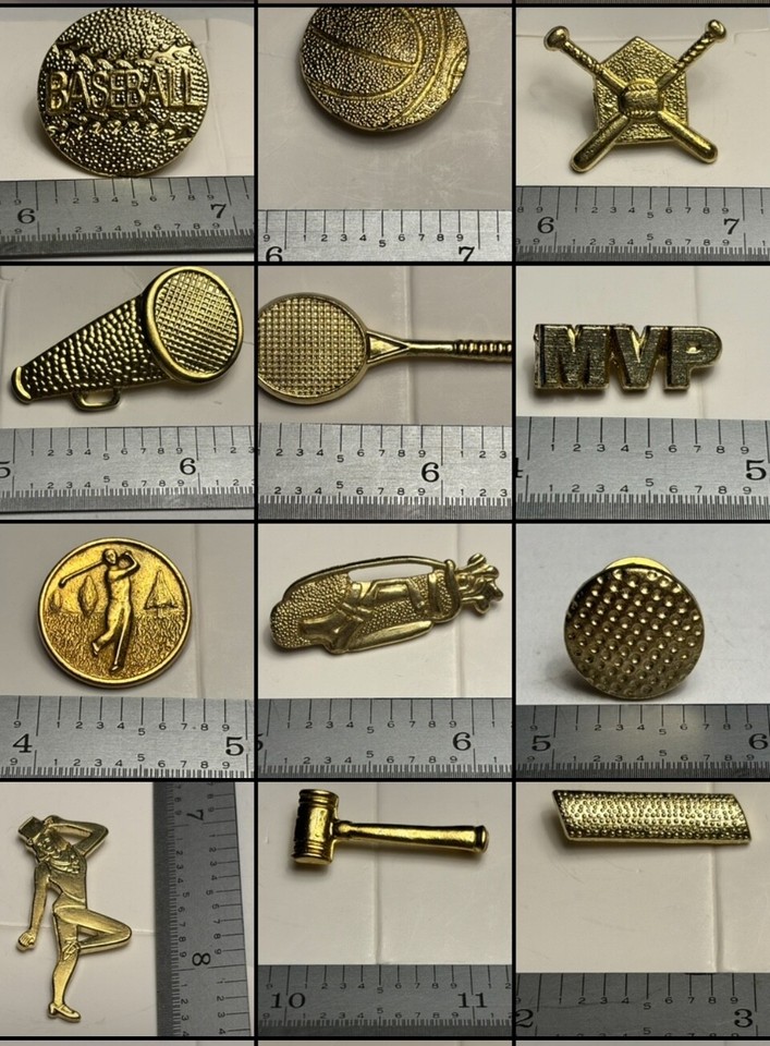 Vtg Varsity Letter Jacket Metal Pins Bars Cheer Baseball Golf YOU ...