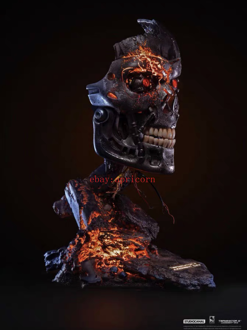 The Terminator T800 Mask Bust Statue Figure Model Collectible LED Pure ...