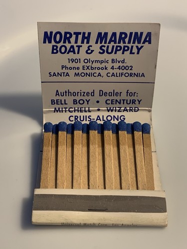 Santa Monica (CA) North Marina Boat & Supply ~ Vintage Matchbook ~ | eBay