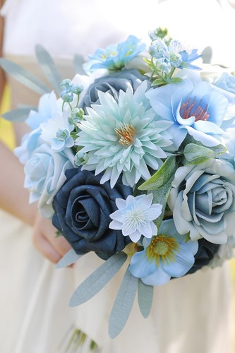 Artificial Flowers Blue Box Set for DIY Bridal Bouquets Wedding Shower ...