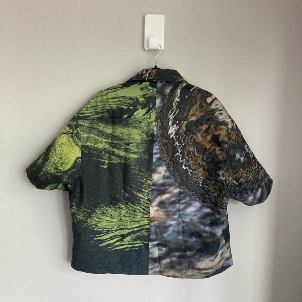 Abstract Printed Jacket Shortsleeve Overshirt Mens Medium Oversized ...