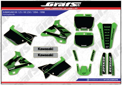 1994 1995 1996 1997 1998 KX125 KX250 Graphics Kit For KAWASAKI KX 125 ...