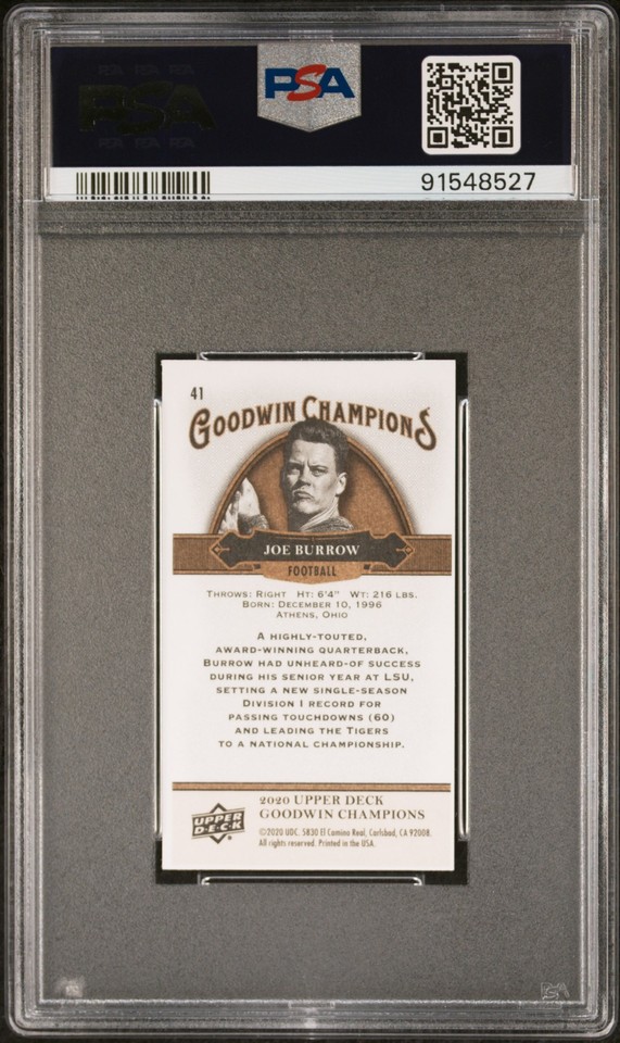 2020 Upper Deck Goodwin Champions Joe Burrow Rookie Mini #41 PSA 10 | eBay