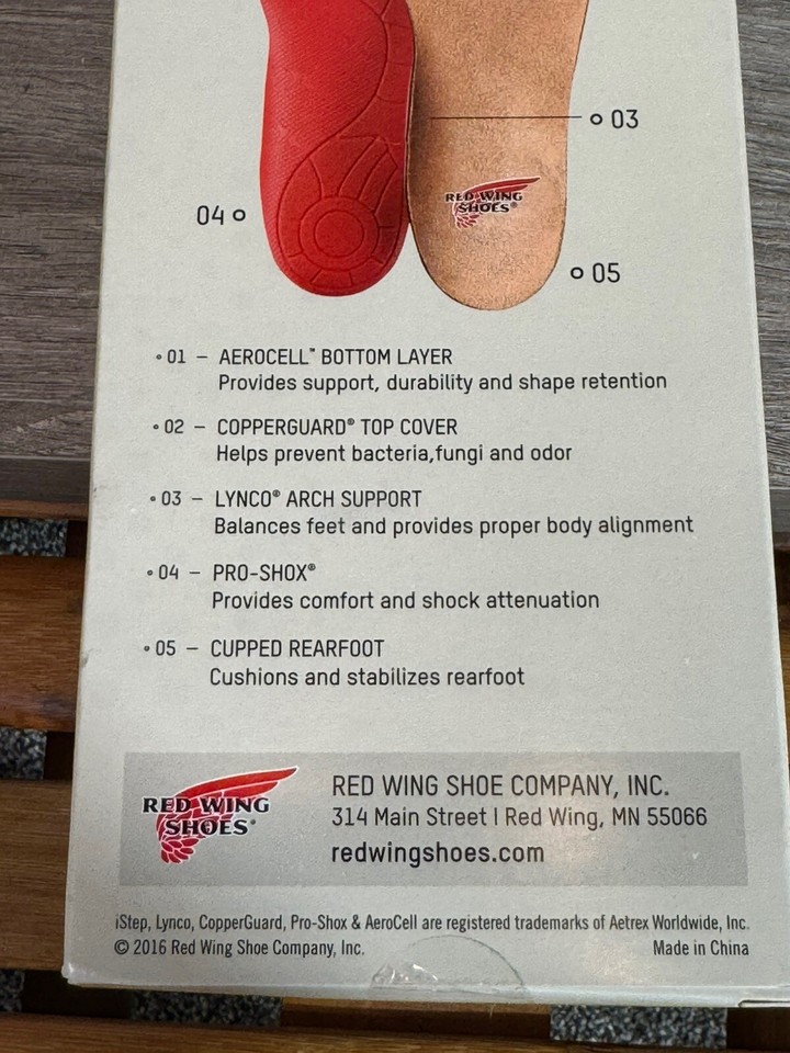 Red Wing Shoes 96410 Copperguard RW400 Med/High Arch Orthotics Insoles ...