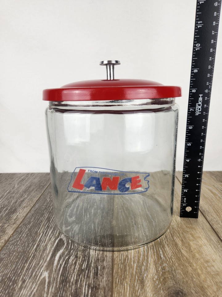 Lance Cracker Jar with Red Metal Lid - Glass Store Counter Display ...