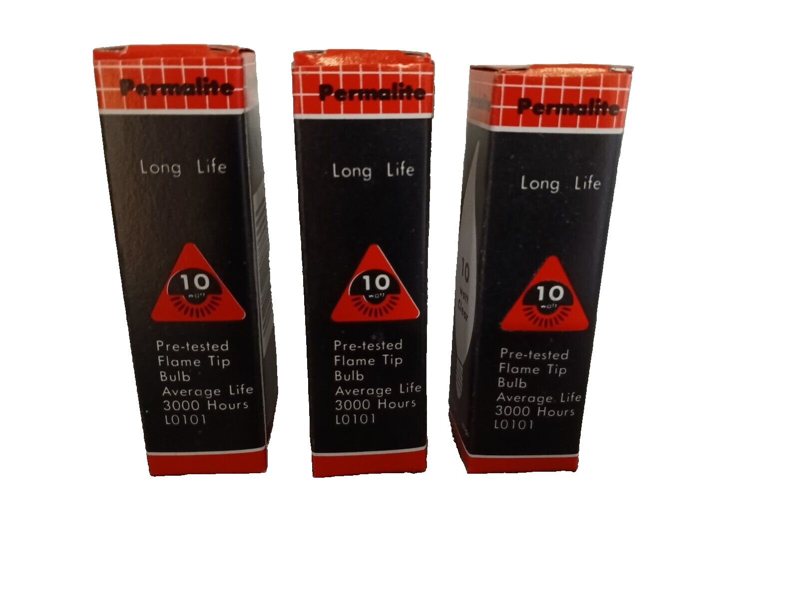 3 Permalite Flame Tip Clear Candelabra 130 V-10W, L0101 /AVERAGE LIFE ...