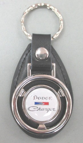 White Dodge CHARGER Mini Steering Wheel Leather Key Ring 2010 2011 2012 ...