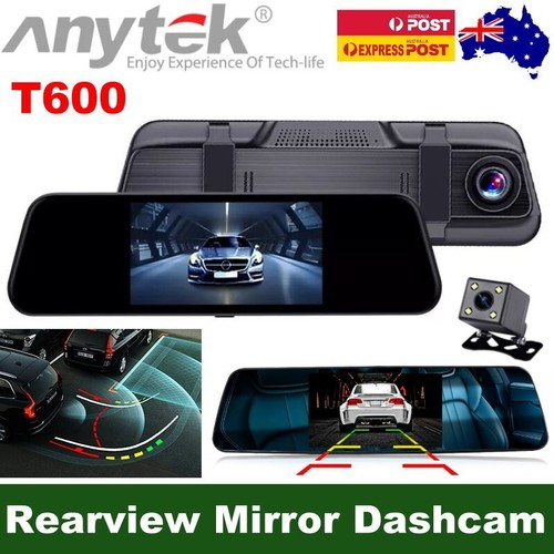 Anytek T600 10" Mirror Mounted Front & Rear Dash Camera Kit w/ Parking ...