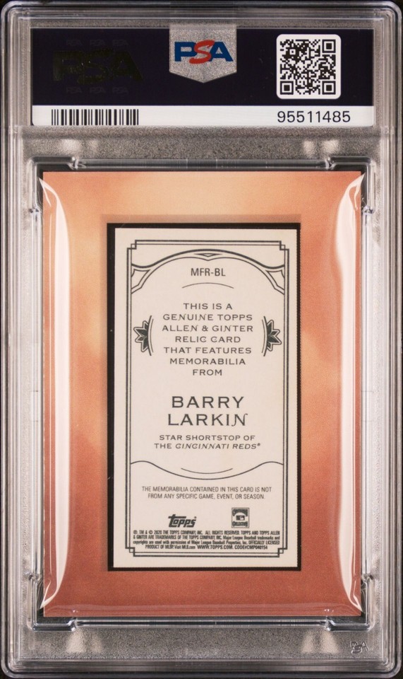 Barry Larkin - 2020 Allen & Ginter Mini Framed Relic PSA 10 | eBay