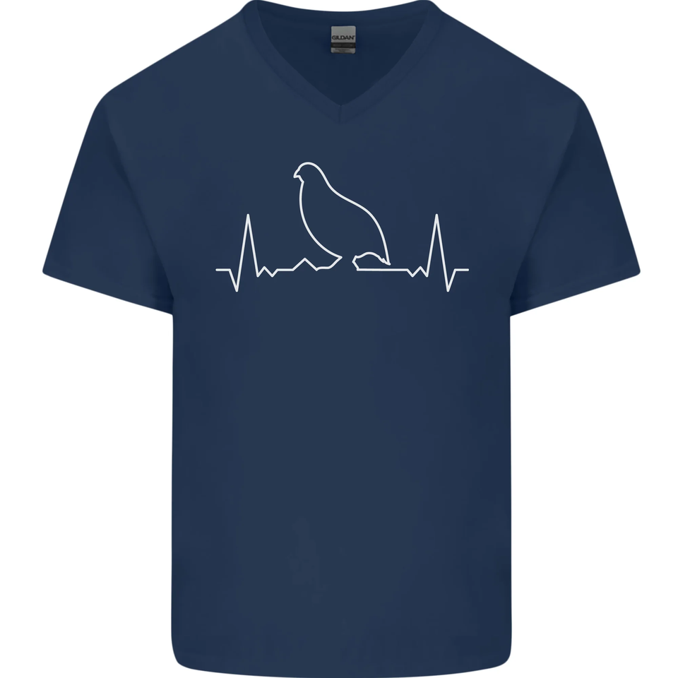Quail Bird ECG Mens V-Neck Cotton T-Shirt | eBay