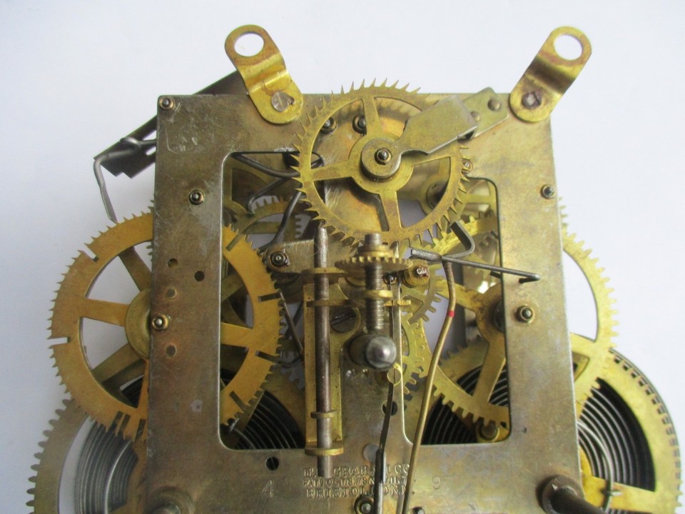 ANTIQUE VINTAGE INGRAHAM MANTLE CLOCK MOVEMENT T&S WITH HANDS PENDULUM ...