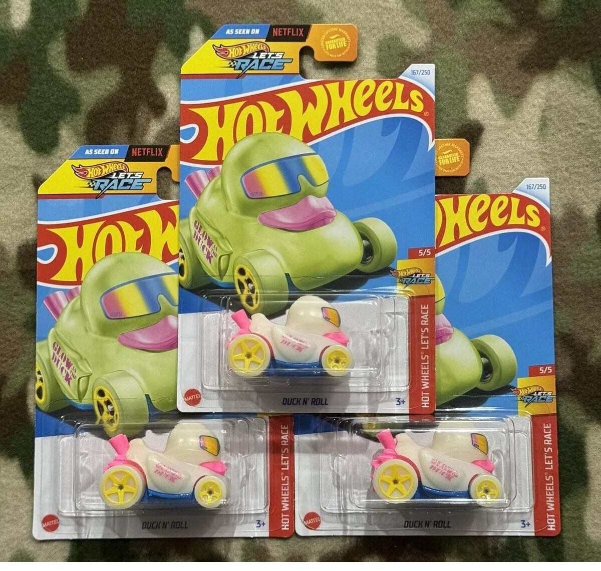 2024 Hot Wheels Duck N Roll glow in the duck Lot of (3) PLUS RANDOM TH ...