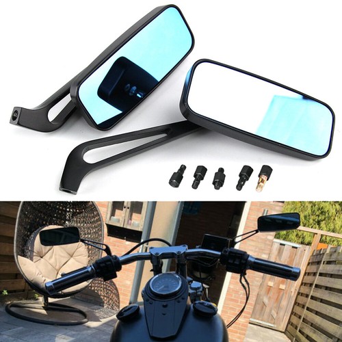 Rectangle Motorcycle Mirrors For Harley Cruiser Bobber Chopper Softail ...