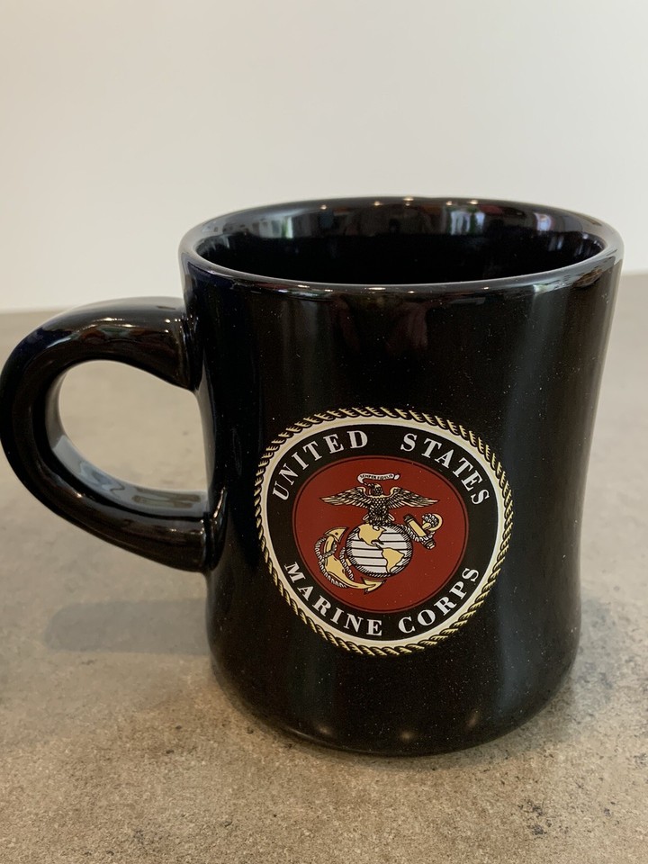MILITARY UNITED STATES MARINE CORPS SEAL LOGO MUG M Cornell NIB Black ...