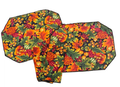 Fall Harvest Table Placements (2) with Matching Napkins | eBay