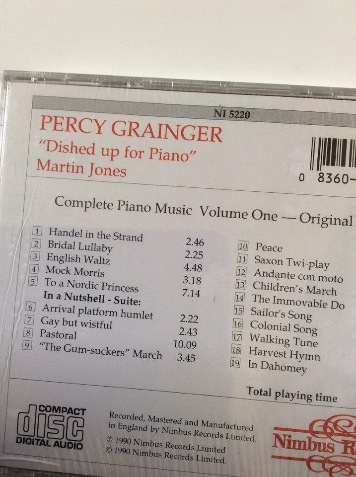 Percy Grainger Dished Up For Piano Vol 1 Martin Jones Nimbus Records CD ...
