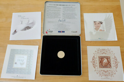 1999-2000 Official Millennium Keepsake Canada Post w/ coin, 3 stamps ...