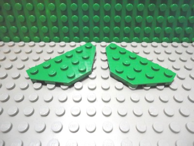 Lego 2 Green 3x6 wedge plate with cut corners wings ship | eBay