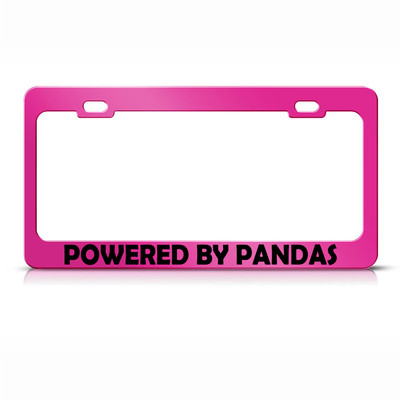 Metal License Plate Frame Powered by Pandas Car Accessories Hot Pink | eBay