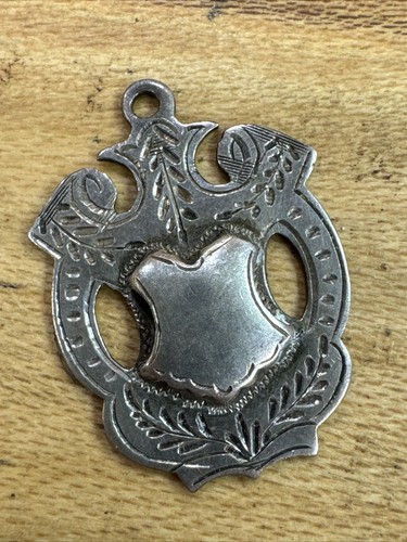 Antique Sterling Silver Engravable Shield Fob Medal Hallmarked V50 | eBay