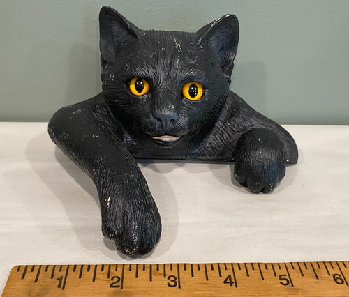 Vintage Black Cat Glass Eyes Door Topper Sitter J. SAMPLE Corner Cat ...