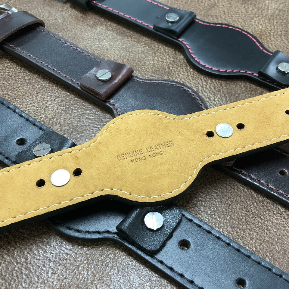 Size 16/18/20/22mm Vintage Military Cow Leather Cuff Wrist Strap Watch ...