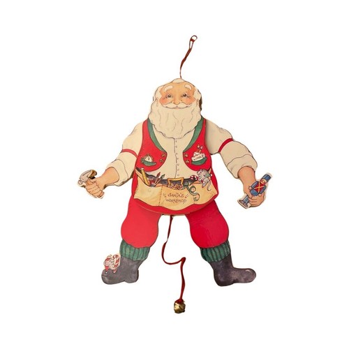 Vintage Pull String Workshop Santa Claus Christmas Tree Ornament Wood ...