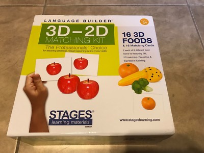 Language Builder 3D-2D Matching Kit 16 3D Foods & Matching Cards NEW ...
