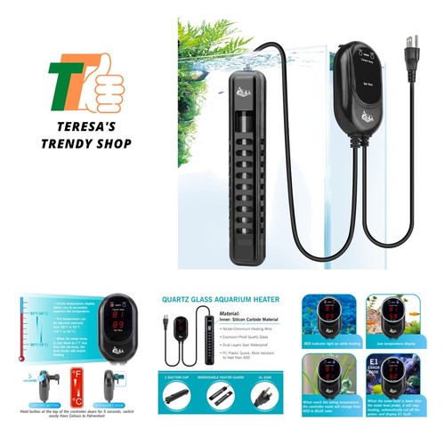 Fish Tank Heater 100W for 25-35 Gallon Mini Aquarium Heater Quartz ...