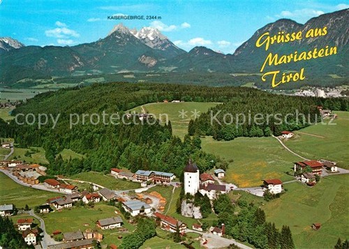 73336781 Mariastein Tirol Fliegeraufnahme mit Schloss zwei Kapellen ...