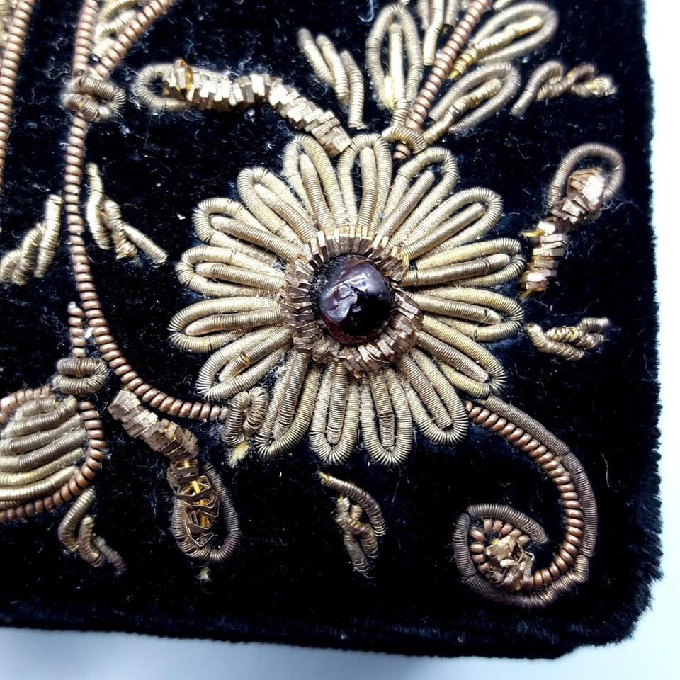 Sudha Box, Gold Embroidered Velvet with Semi Precious Stones, Silk ...