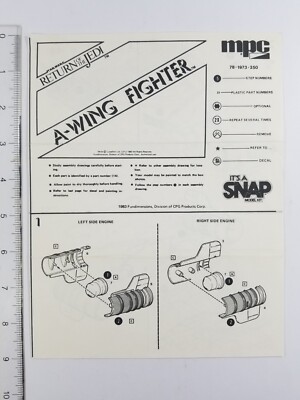MPC 1983 STAR WARS A-WING FIGHTER MODEL KIT ASSEMBLY INSTRUCTIONS 78 ...