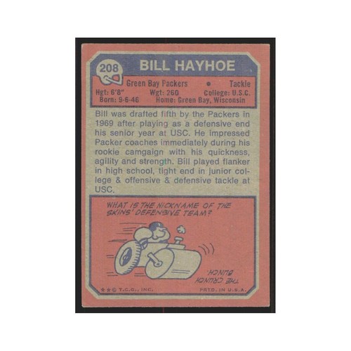 1973 Topps Bill Hayhoe RC Packers #208 | eBay