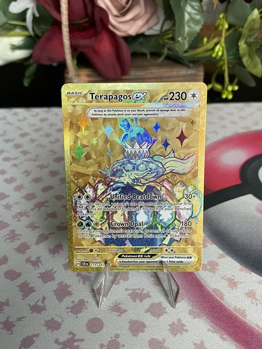 Terapagos ex 173/142 Hyper Rare Gold Etched Pokemon Stellar Crown NM | eBay