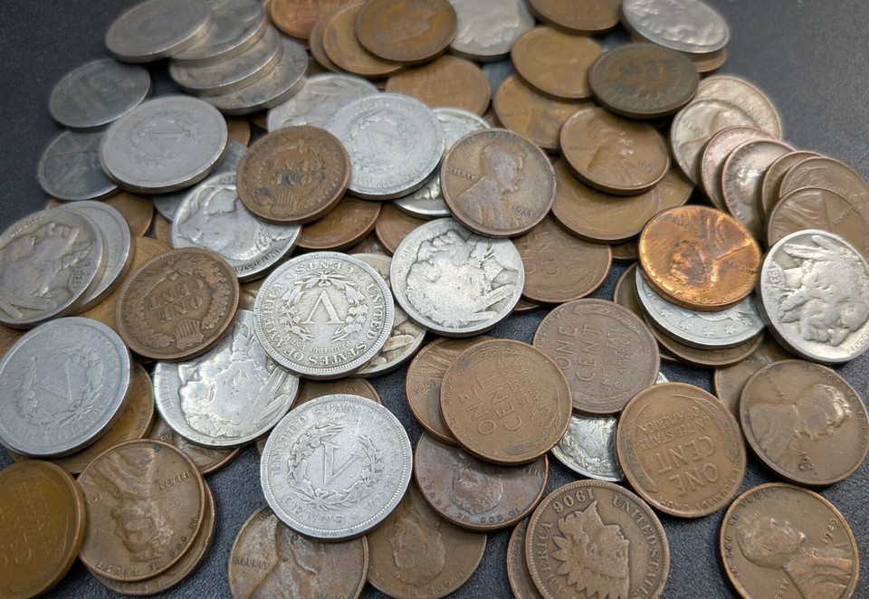 Bargain Lot Over 100 Coins Wheat Cents Buffalo Nickels V Nickels Indian ...
