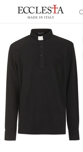 CLERGY SWEATER CATHOLIC PRIEST POLO LONG SLEEVE 100% FLANNEL COTTON ...