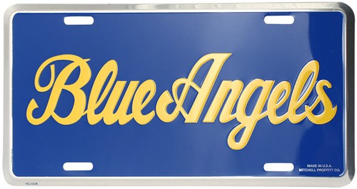 Blue Angels Script Lettering Blue Background with Yellow Imprint ...