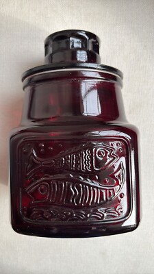 Vintage Wheaton Red Candy Jar Ruby Glass Apothecary Canister Fish Heart ...