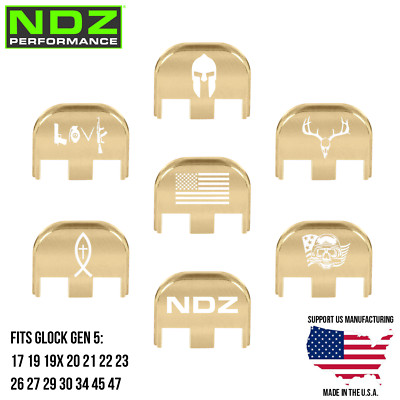 NDZ Glock Gen 5 17 19 20 22 26 45 Brass Rear Slide Back Plate White ...